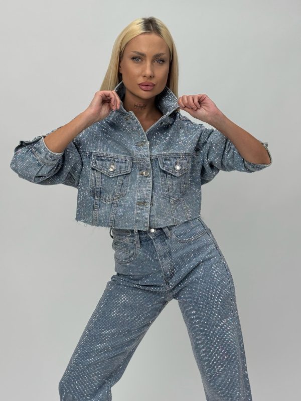 Full rhinestone denim jacket